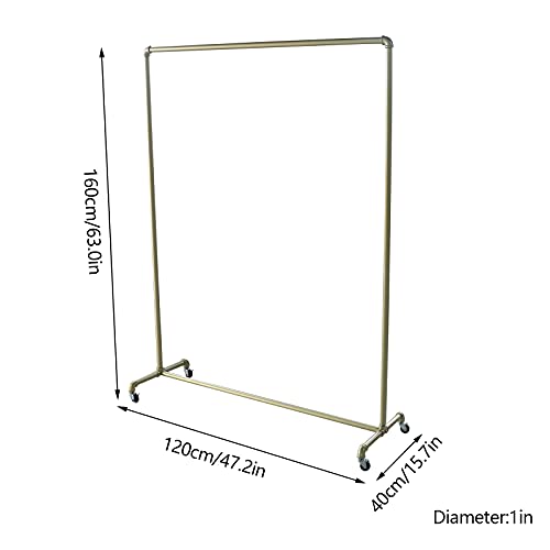 LOYALHEARTDY Industrial Pipe Clothing Rack Vintage Commercial Grade Pipe Clothes Racks Rolling Rack for Hanging Clothes Retail Display Heavy Duty Metal Garment Racks 47" Wx63 Tx16 D