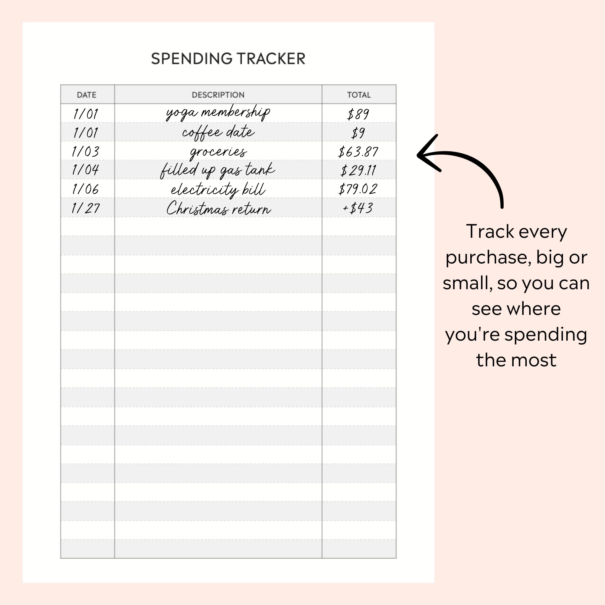 Elyse Breanne Design Budget Planner • Undated monthly finance organizer with daily expense tracker • Includes sticker sheet and built-in pocket for organizing bills and receipts