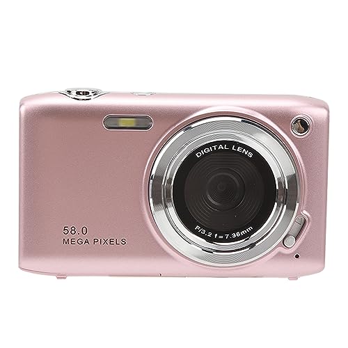 Digital Camera, Digital Video Camera Multifunction Face Recognition 16X 58M 4K Outdoor (Pink)