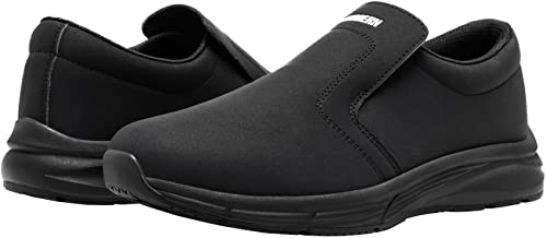 LARN SAFETY Men Slip-Resistant Chef Shoes Waterproof Kitchen Work Footwear Restaurant Hospital Nursing Garden(Black/9.5US)