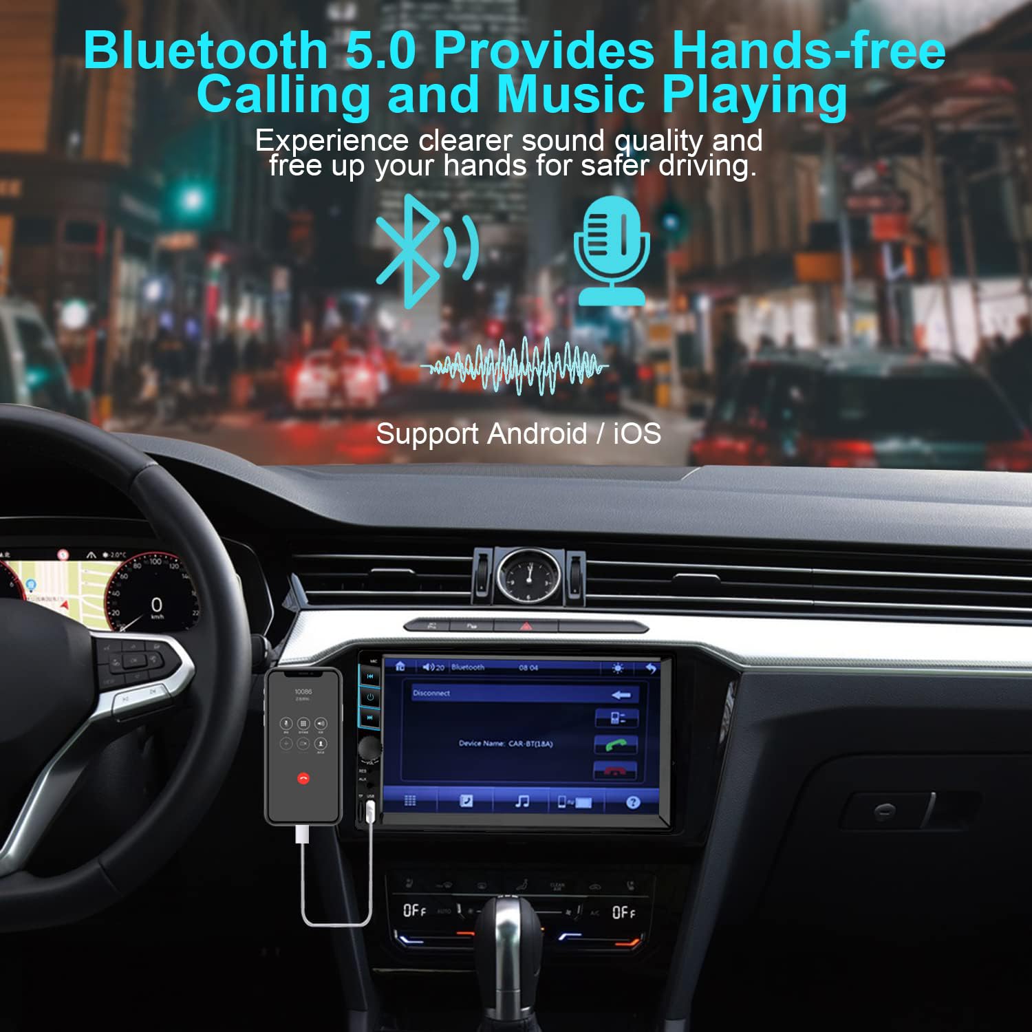 Double Din Car Stereo Radio with Mirror Link, 7 Inch Touch Screen Car Radio Stereo with Backup Camera, Multimedia Car Audio Receivers Support Mirror Link, FM/USB/AUX/EQ, Steering Wheel Control