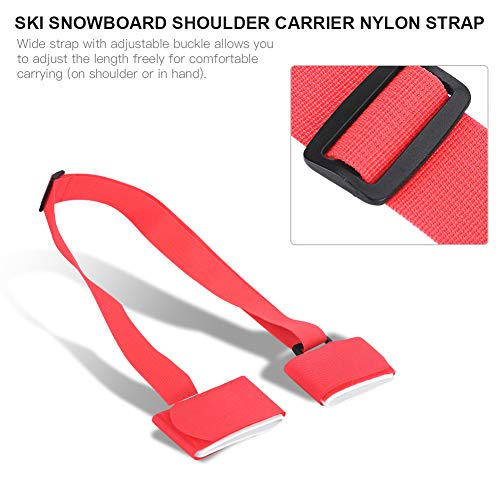 Dilwe Ski Strap, Adjustable Ski Pole Carrier Shoulder Sling with Cushioned for Snowboard Skateboard Yoga Mat Winter Outdoor Sports Accessory(Red)