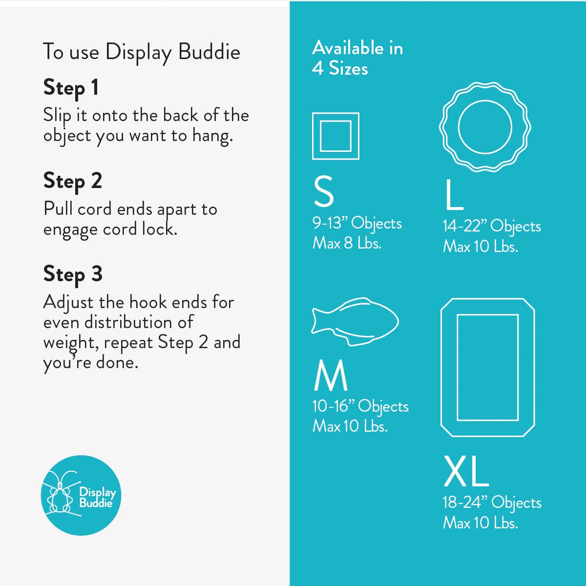 Display Buddie Extra-Large Adjustable Plate Hanger for Plates, Platters, Bowls & Oval, Square, Rectangular Objects Between 18-24" Overall and up to 10 lbs.