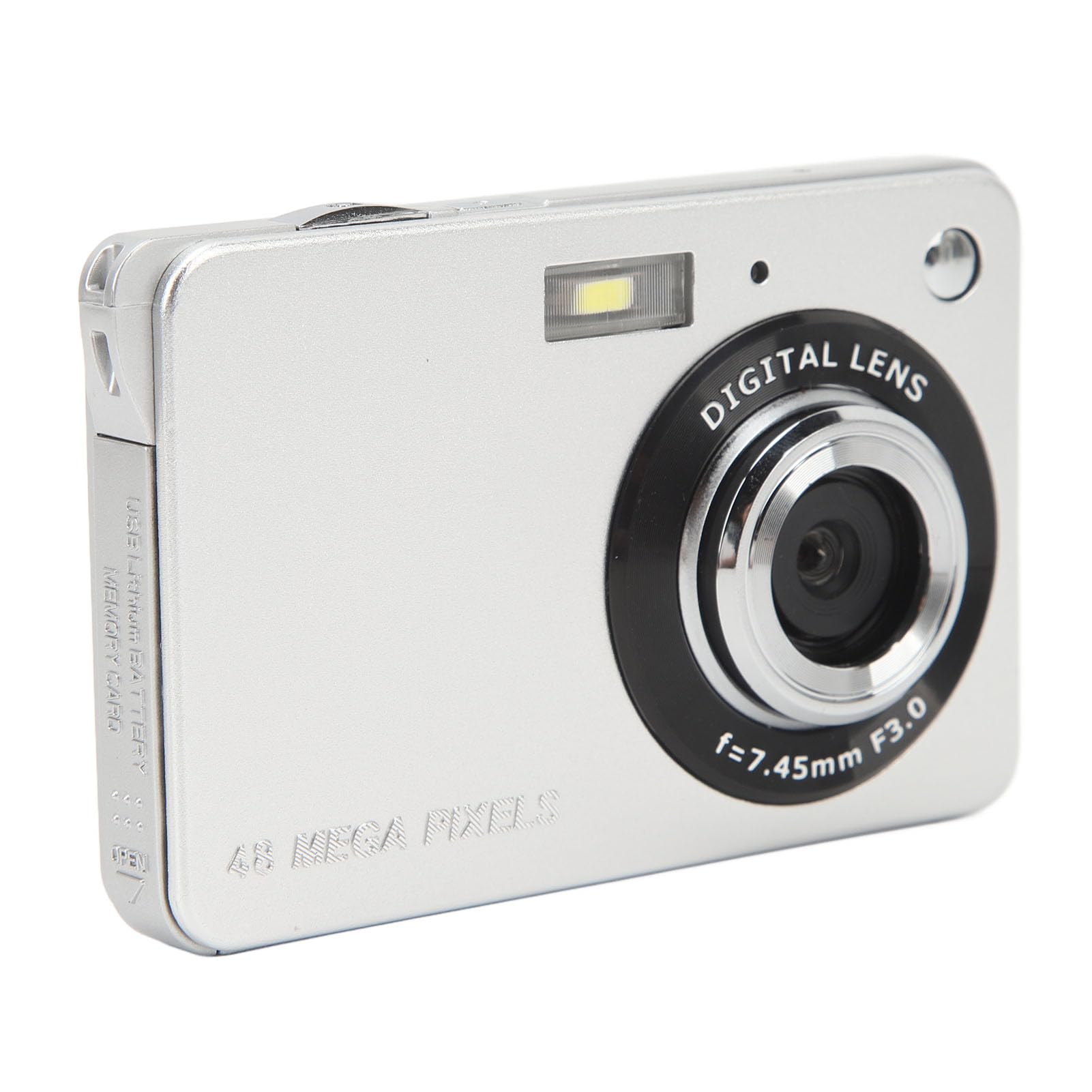 Digital Camera, Silver 8X Digital Zoom Autofocus Automatic Light Sensitization Compact Camera with Wristband for Teens for Travel