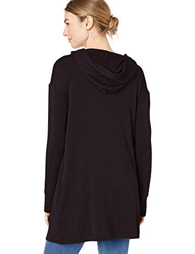 Daily Ritual Women's Supersoft Terry Hooded Open Oversized Sweatshirt, White/Black, Stripe, X-Large