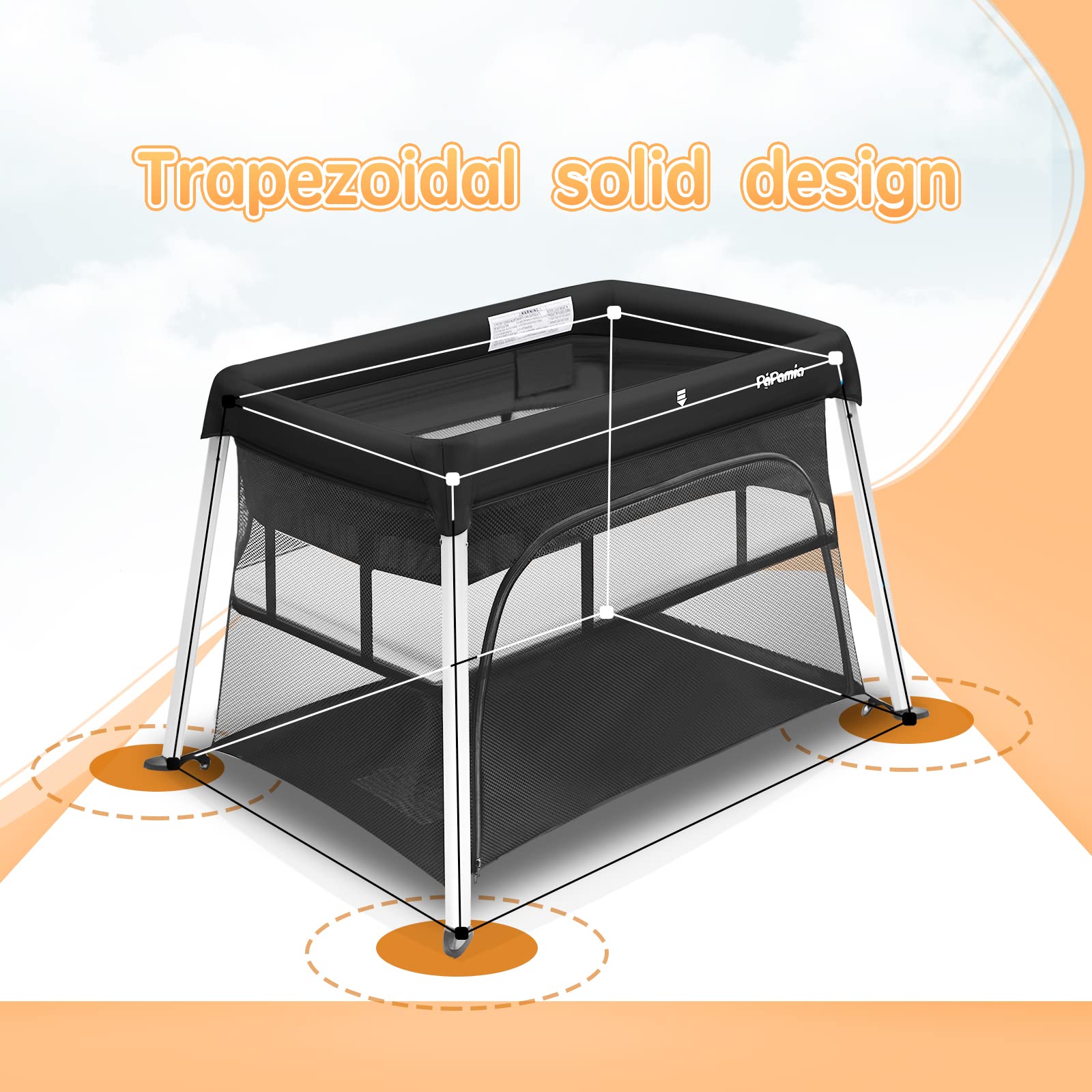 Travel Crib,PAPAMIA Light Portable Crib with Mattress | Foldable Playpen for Babies and Toddlers | Play Yard with Lightweight Handbag Design | Safety Certified