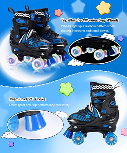 Roller Skates for Boys 4 Sizes Adjustable, Sportneer Light Up Kids Roller Skates for Age 3-5 6-12 Roller Skates with Protective Gears Illuminating Wheels Gift for Kids Toddler Beginner