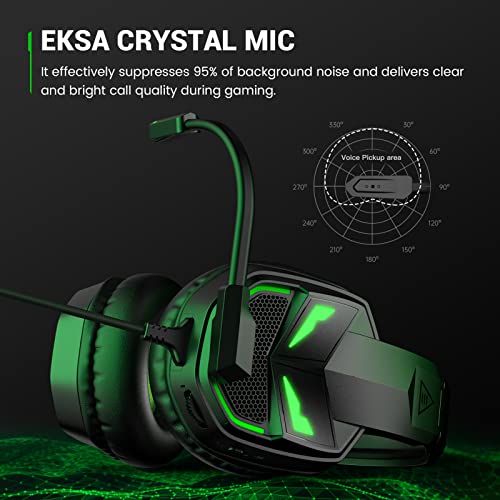 EKSA Bluetooth Headset for PC, Wireless Computer Headphone with Environmental Noise Cancelling Microphone & 2.4G USB Dongle, 57H Playtime, Business Headset for Laptop, Zoom