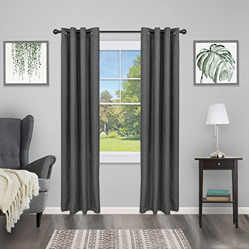 INTERIOR LIVING AZ71828US End Curtain Rod, 48-86", Black