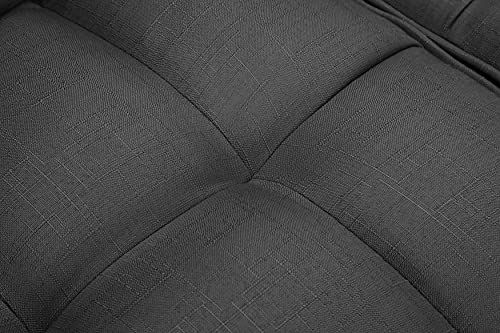 Lepfun Sleeper Sofa Bed Modern Tuft Futon Couch Convertible Loveseat Sleeper Reclining Sofa Bed Twin Size with Arms and 2 Pillows for Living Room, Dark Grey