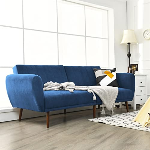 Walnut Convertible Futon Sofa Bed Adjustable Couch Sleeper W/Wood Legs Elegant and Fashionable Appearance (Color : C)