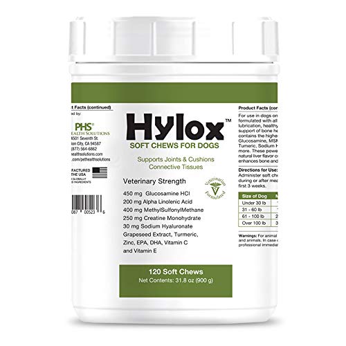 Pet Health Solutions Hylox Soft Chews for Dogs - Supports Joints & Cushions Connective Tissues - Glucosamine - Alpha Linolenic Acid - Creatine -120 Soft Chews