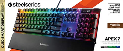 SteelSeries Apex 7 Mechanical Gaming Keyboard β OLED Smart Display β USB Passthrough and Media Controls β Tactile and Quiet β RGB Backlit (Brown Switch)