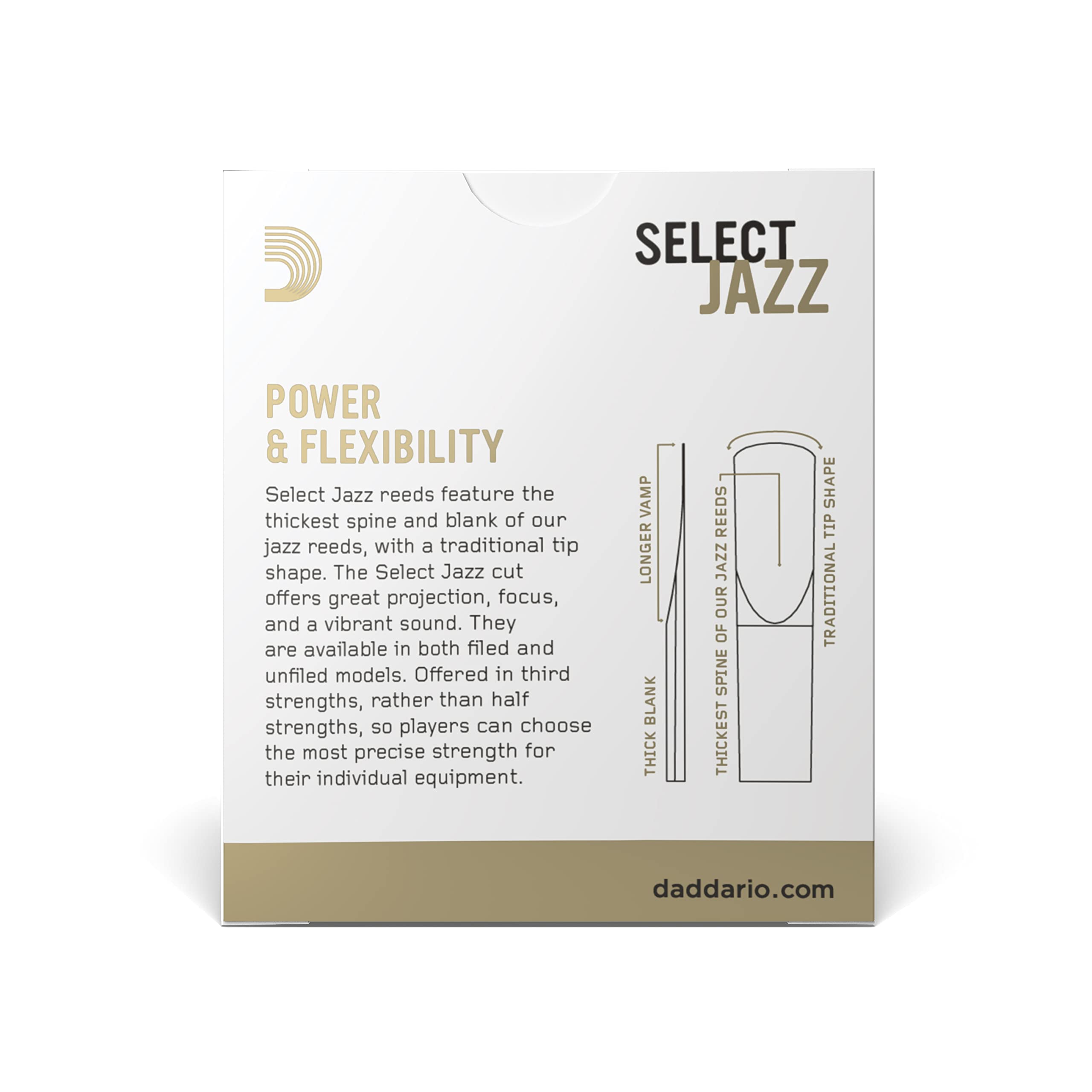 D’Addario Woodwinds Select Jazz Soprano Sax Reeds, Filed, Strength 3 Medium, 10-pack (RSF10SSX3M)