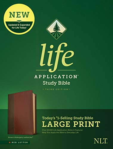 Tyndale NLT Life Application Study Bible, Third Edition, Large Print (LeatherLike, Brown/Mahogany, Red Letter) β New Living Translation Bible, Large Print Study Bible for Enhanced Readability