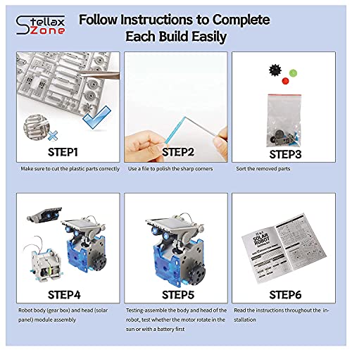STELLAX ZONE 12 in 1 Solar Robot Kit, Building Robots for Kids 8-12 Year Olds Boys Girls Gifts, 190 Pcs STEM Education Science Toys Robotics Kits
