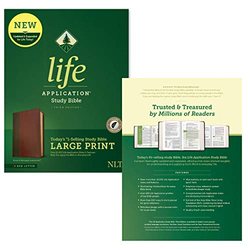 Tyndale NLT Life Application Study Bible, Third Edition, Large Print (LeatherLike, Brown/Mahogany, Indexed, Red Letter) β New Living Translation Bible, Large Print Study Bible for Enhanced Readability