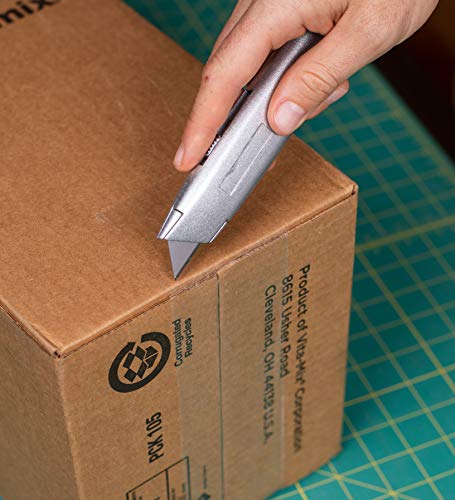 Internet's Best Classic Utility Knife - Set of 20 - Retractable Razor Knife Set - Extra Blade Refills - Box Cutter Locking Razor Knife - Full Metal Body - Silver