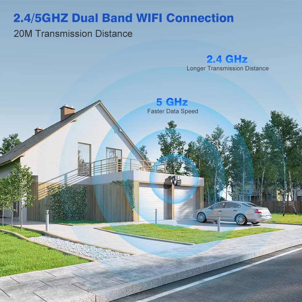 Ctronics 4MP Dual Lens Security Camera Outdoor WiFi 4 Pack, 2.4/5GHz WiFi Camera with 6X Hybrid Zoom, 360° PTZ Surveillance IP Camera, Human Detection with Auto Tracking, Color Night Vision, IP66 690c