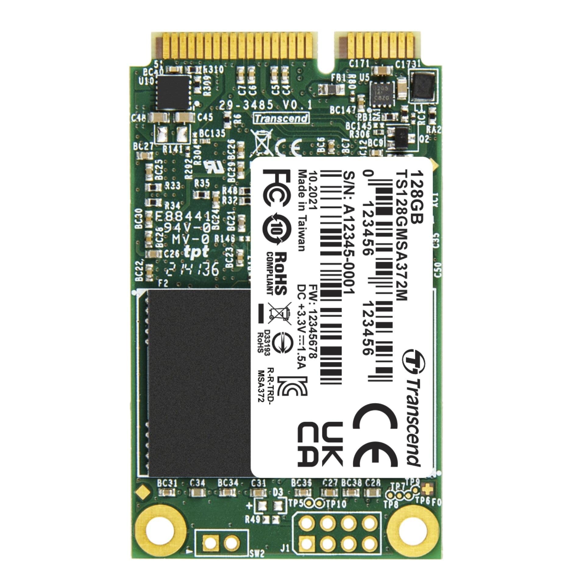 Transcend Hard Drives Brand Model SSD MSA372M MLC 128GB mSATA SATA III