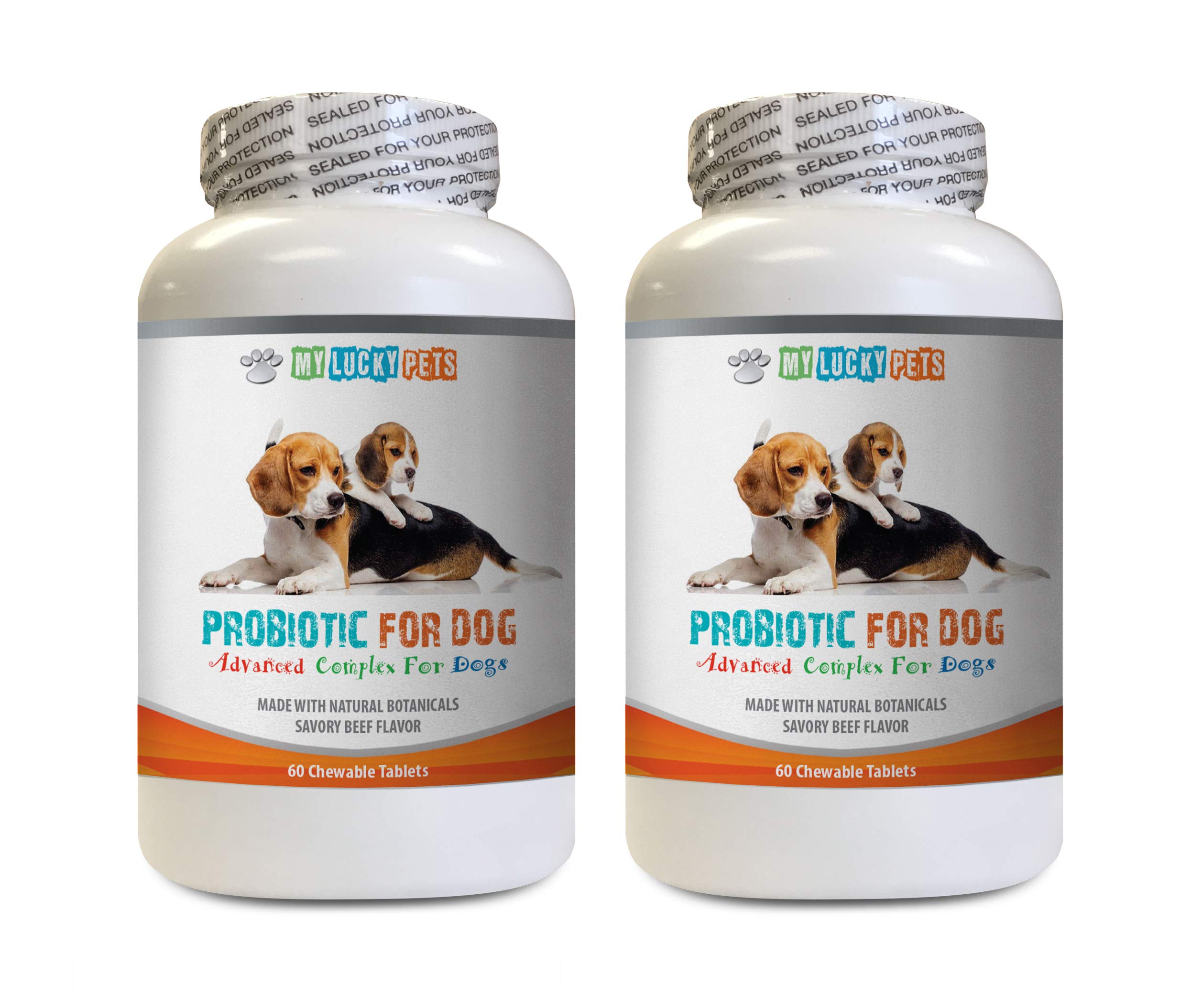 MY LUCKY PETS LLC Dog probiotic Bites - Dog PROBIOTICS - Bad Breath and Passing Gas Solution - Oral Health - Beef Liver Supplement - 2 Bottles (120 Treats)