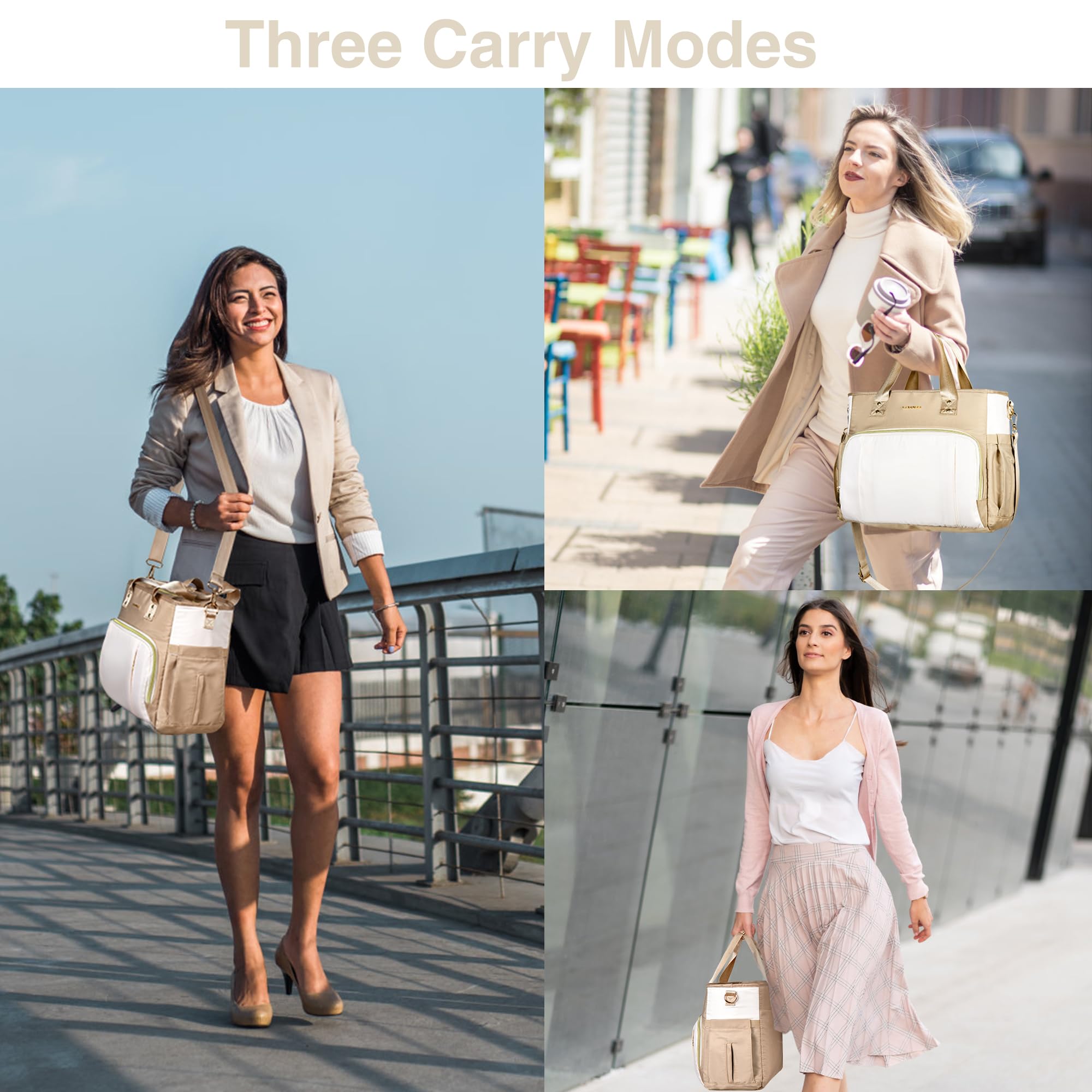 DTBG Lunch Bag Women - Stylish & Insulated Wetproof Lunch Tote Bag - Newest Gifts with Multi-Pockets, Removable Strap - Leakproof Reusable Lunch Box Ideal for Work, Picnics - Beige