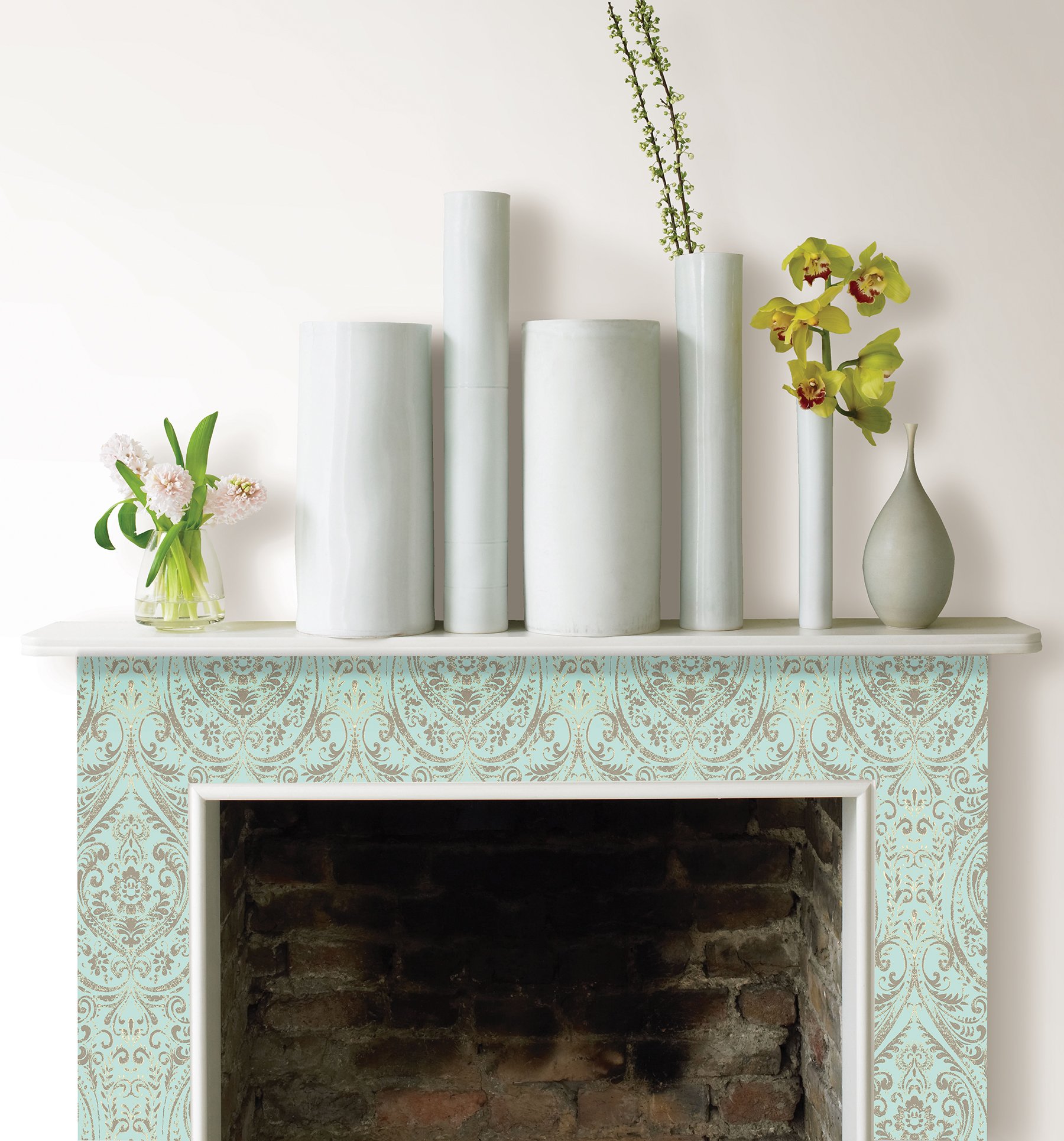 NuWallpaper NU2079 Nomad Damask Peel & Stick Wallpaper, Blue