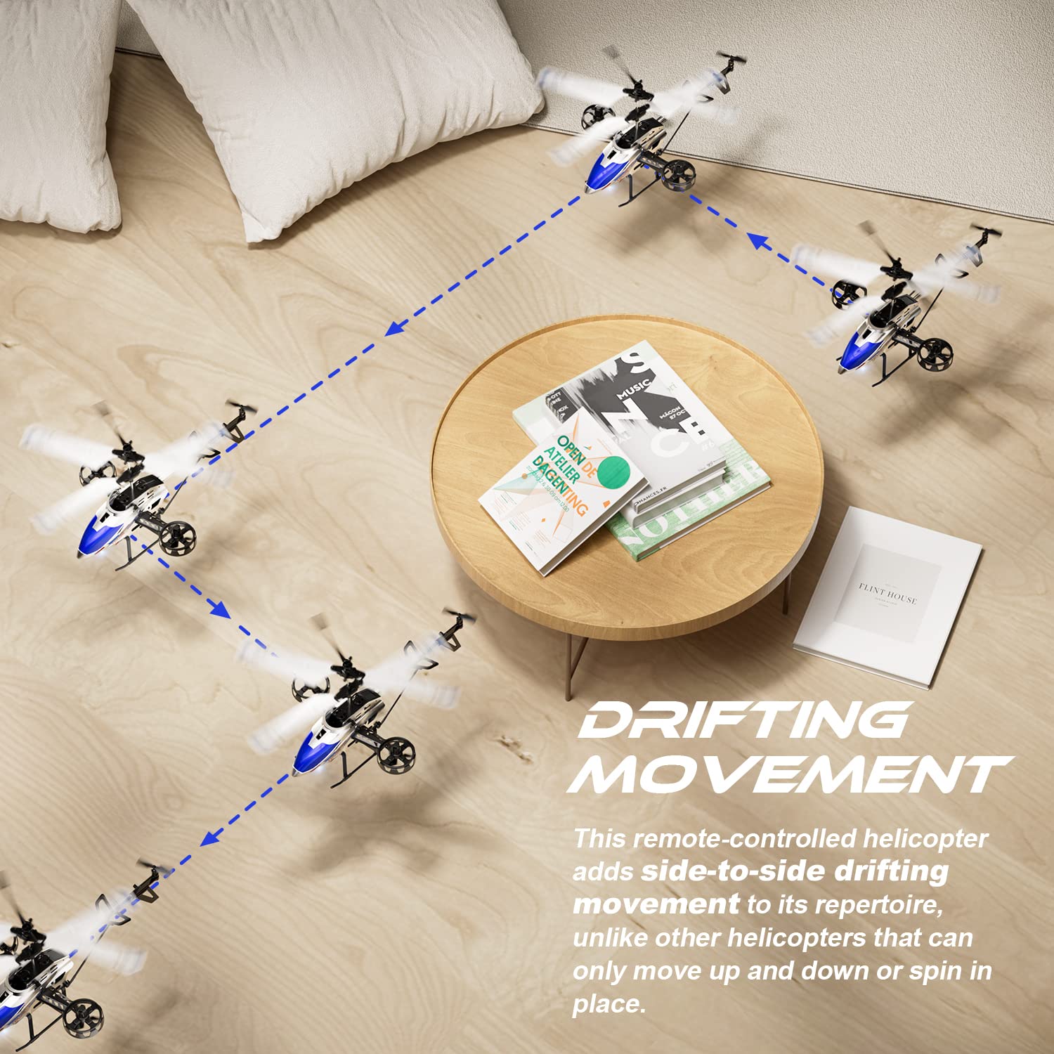 DEERC Remote Control Helicopter, 4.5CH Lateral Drift RC Helicopters W/Light, 22 Min Play, Altitude Hold, Gyroscope, 2.4GHz Toy for Beginner Boys Girls
