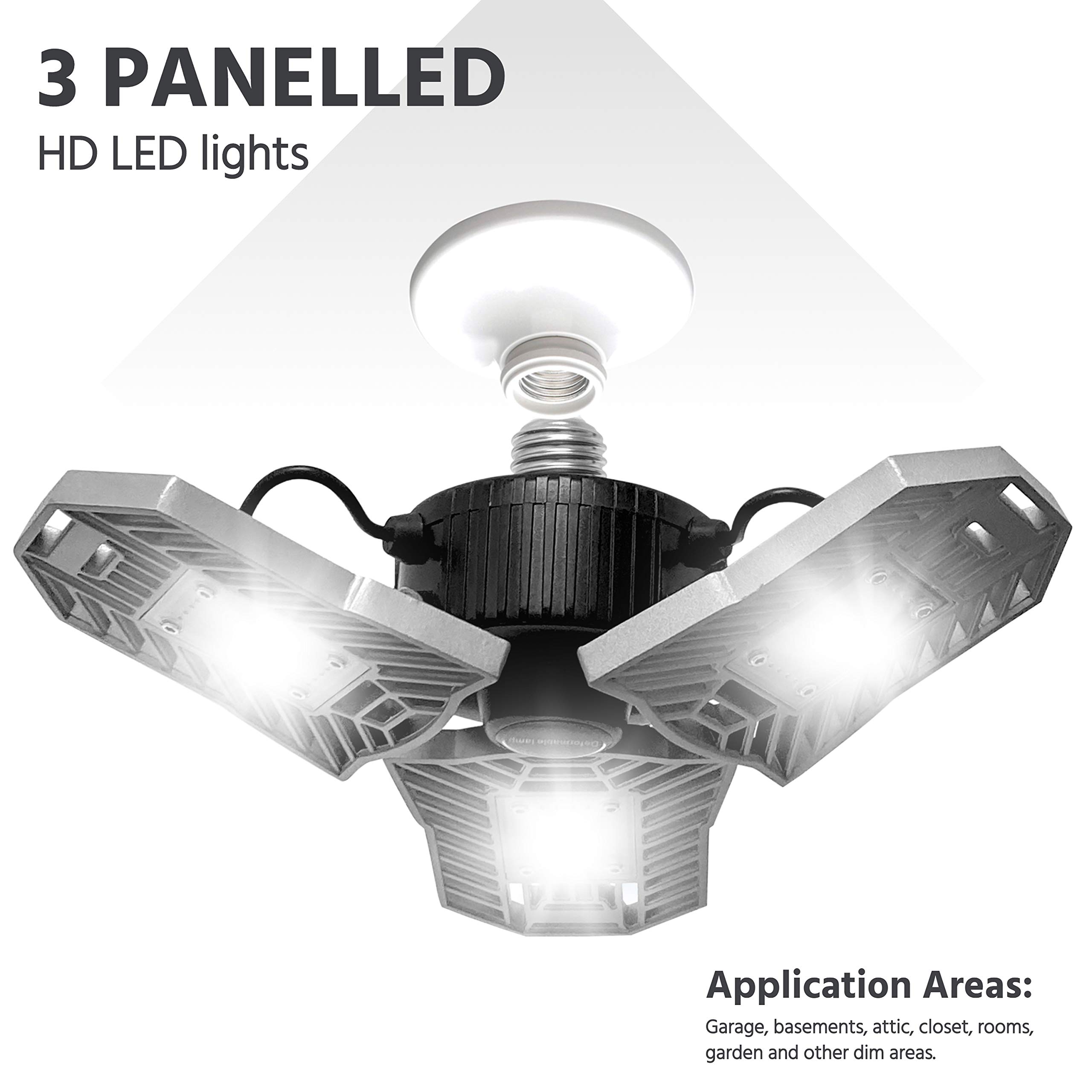 Triburst Deluxe by Bell+Howell, ASON TV 5500 Lumens/6500 Kelvin Indoor Lights, Ultra Bright Lighting with 144 LED Bulb, Multi-Directional Triple Panel Bedroom, Garage, Ceiling Light