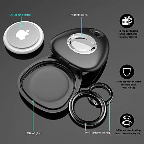 Waterproof Apple AirTag Keychain Case with Key Ring | IPX8,Ultra-Durable,Fully Enclosed | Air Tag Holder case for Luggage,Keys,Dog Collar(2 Pack)