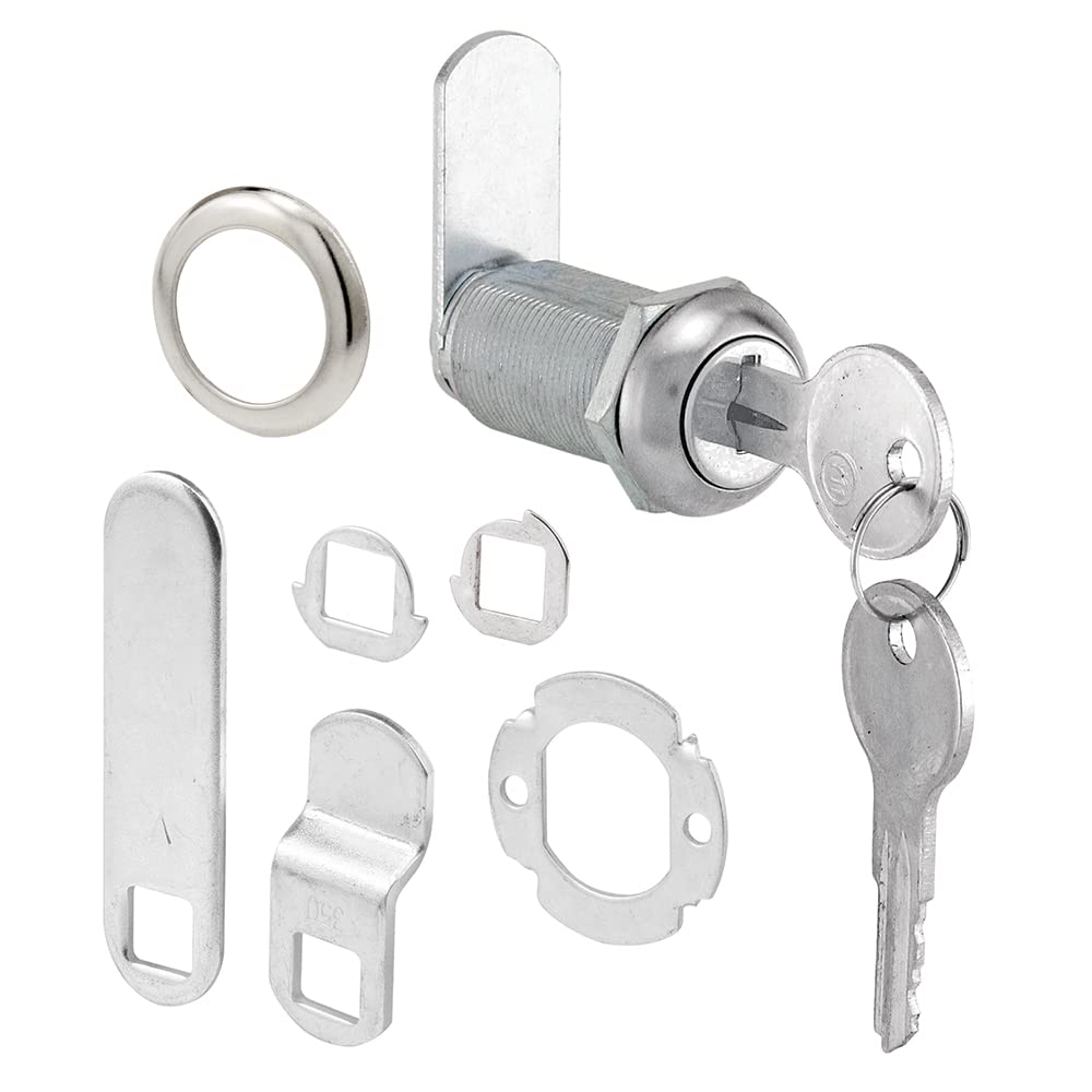 Defender Security U 9945 Drawer and Cabinet Lock β Diecast Stainless Steel, Fits on 13/16β MaxPanel Thickness & Defender Security U 9950 Drawer and Cabinet Lock, 1-3/8 Inch, Stainless Steel, 1 in