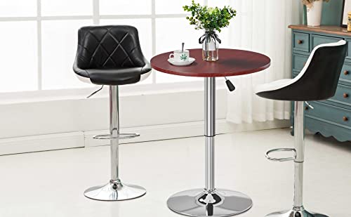 Yaheetech Height Adjustable Round Pub Table Counter Bar MDF Top Table 360 Degree Swivel Bar Tables Tall Cocktail Tables Bistro Table, Mahogany