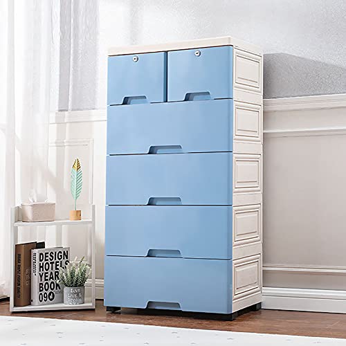 Storage Cabinets, 6 Drawer Storage Organizer Plastic Cabinet with Wheels Freestanding Storage Cupboard for Children's Room Kitchen Bathroom