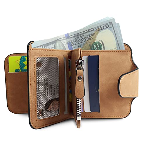 EXTREE Women's Small Wallet Fashion Layered Slim RFID Blocking Wallet With Mini Zipper Coin Pocket