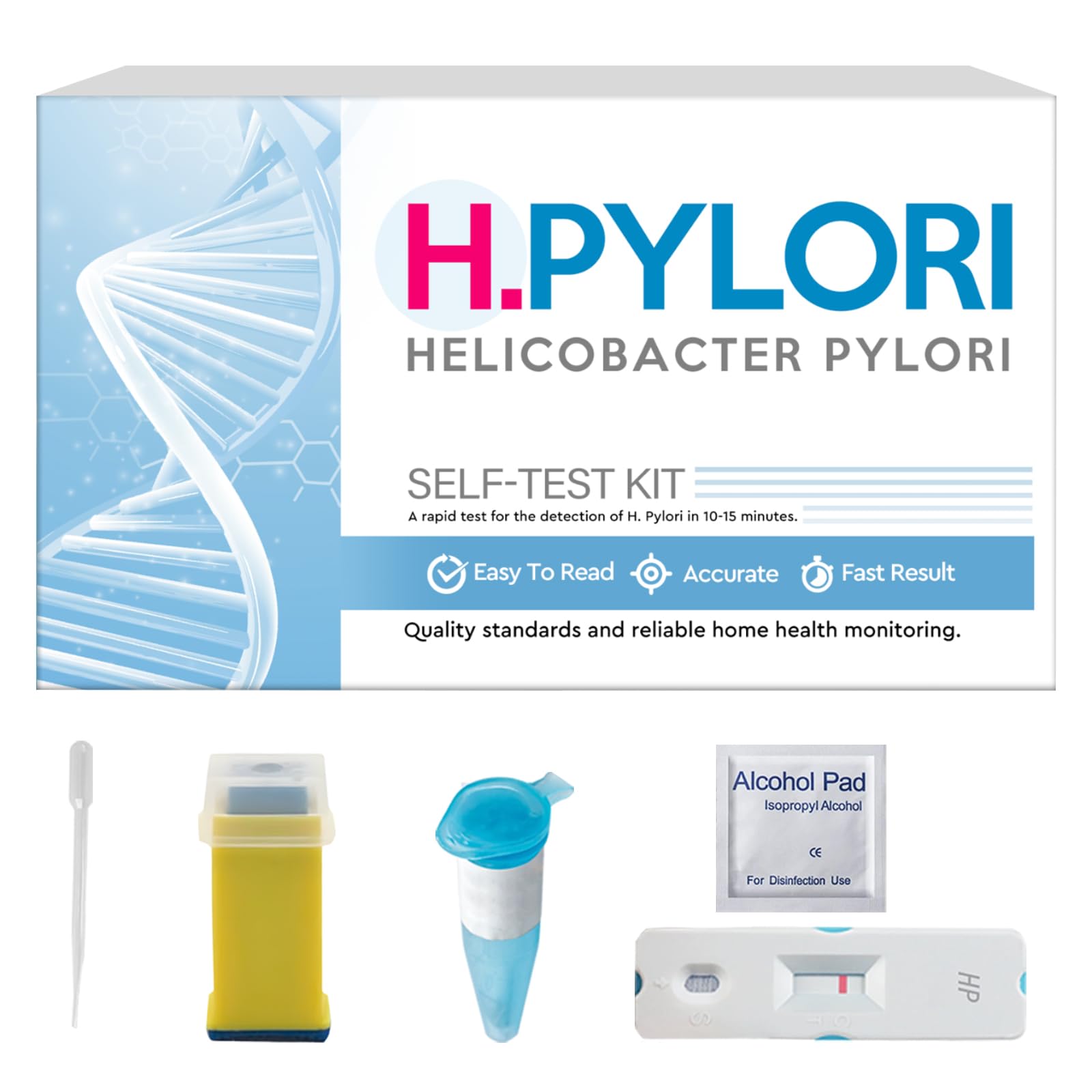HANASCAR H Pylori Test Kit, Helicobacter Pylori Test Kits at Home, 99.5% Accuracy, Results in 10-15 Minutes, Easy to Use