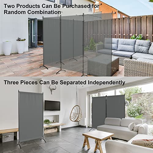 Morngardo Room Divider Folding Privacy Screens 3 Panel Partitions Dividers Portable Separating for Home Office Bedroom Dorm Decor (Grey)