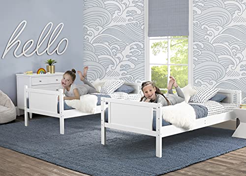 Delta Children Convertible Twin Over Twin Wood Bunk Bed with Ladder and Guardrails – Use as Bunk Bed or 2 Stand-Alone Twin Beds – Bed Ships in 2 Boxes, White