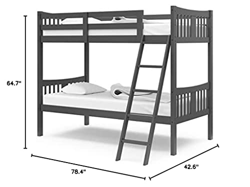 Storkcraft Caribou Twin-over-Twin Bunk Bed (Gray) β GREENGUARD Gold Certified, Converts to 2 individual twin beds
