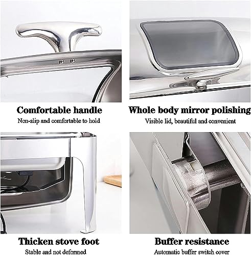 Stainless Steel Chafing Dishes with Lid for Parties 9L Commercial Food Warmer for Buffet, Buffet Server with 3 Kind of Warming Tray for Holidays, Catering, Home Dinners