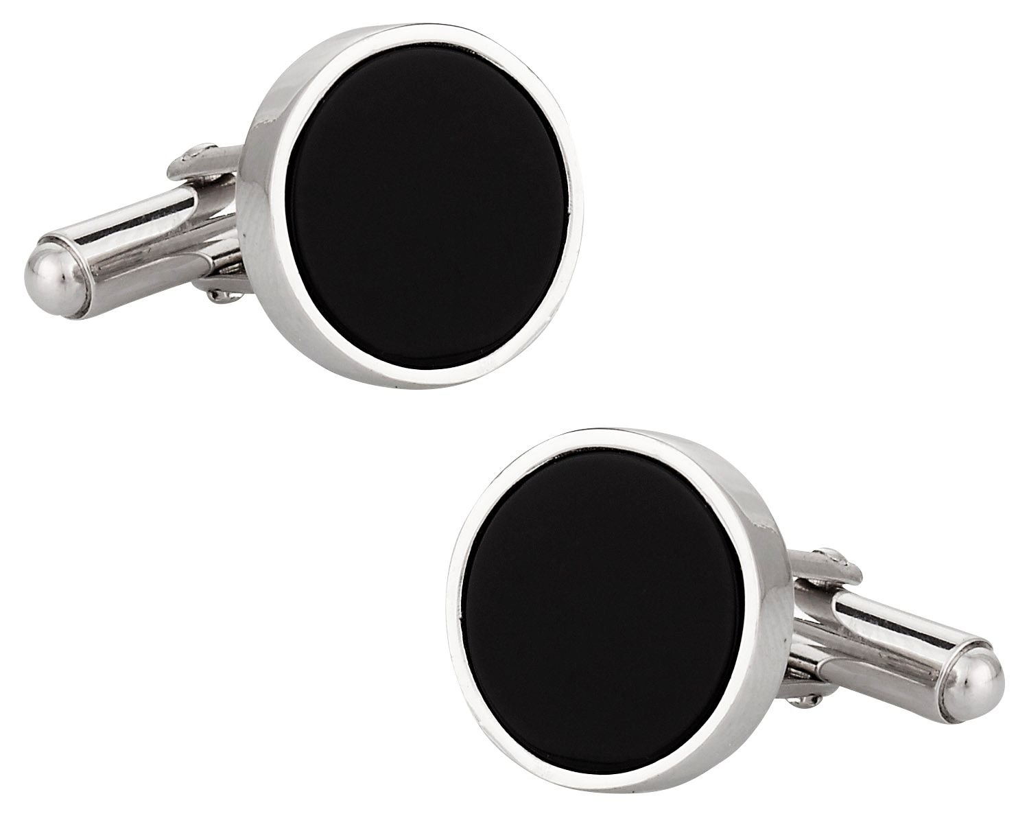Cuff-Daddy Solid 925 Sterling Silver Black Onyx Cufflinks with Presentation Box Idea Party Special Occasions Wedding Anniversary Suit French Cuff Shirts