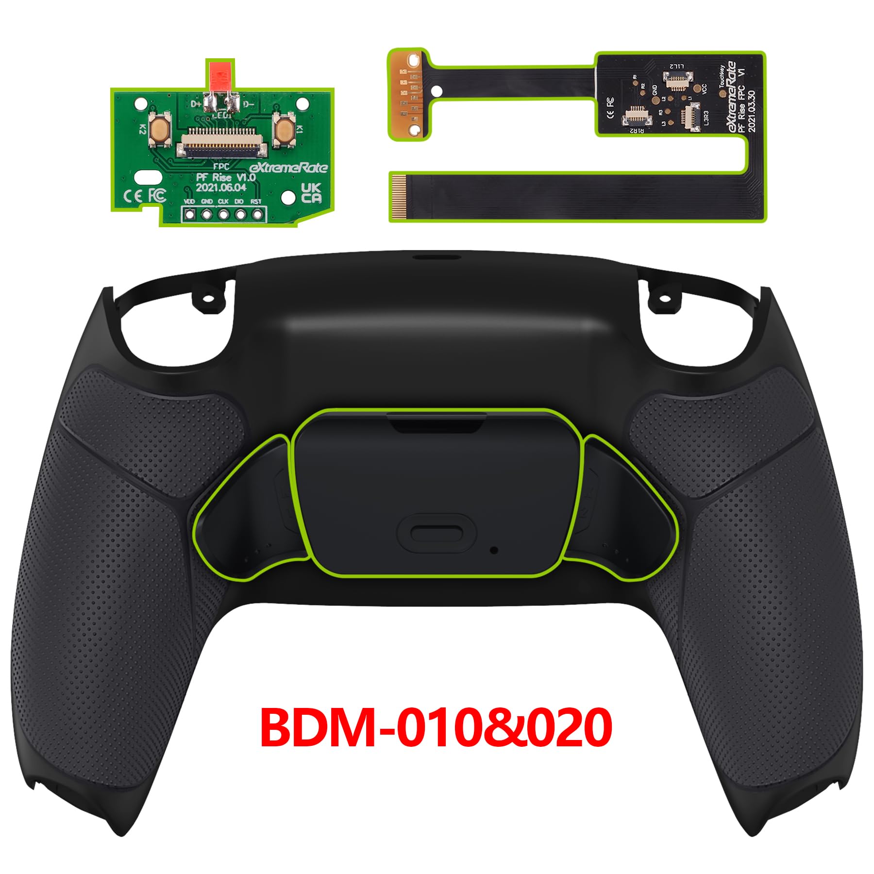 eXtremeRate Black Rubberized Grip Programable Rise 2.0 Remap Kit for PS5 Controller BDM 010 & BDM 020, Upgrade Board & Redesigned Back Shell & Back Buttons for PS5 Controller - Without Controller