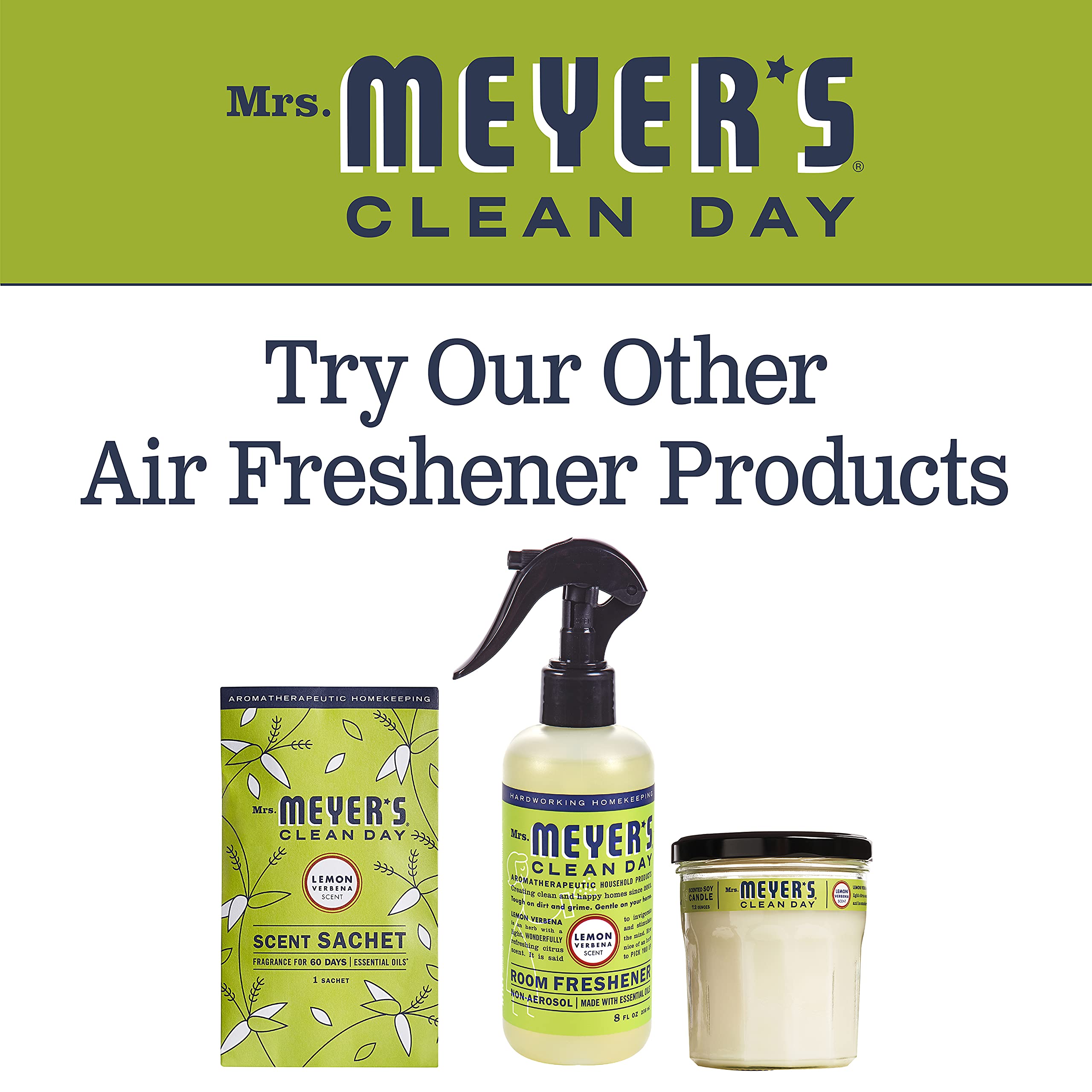 MRS. MEYER'S CLEAN DAY Soy Aromatherapy Candle, 35 Hour Burn Time, Made with Soy Wax and Essential Oils, Lemon Verbena, 7.2 oz