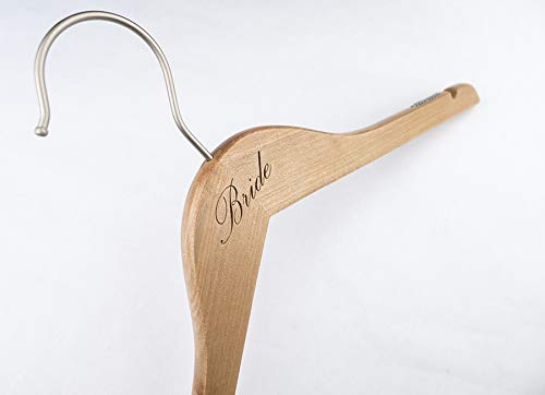 NAHANCO B20017ENG Bridal Hanger, Natural Wood Hanger Engraved with (Bride), 17β (1 Piece), Natural w/Engraved Print