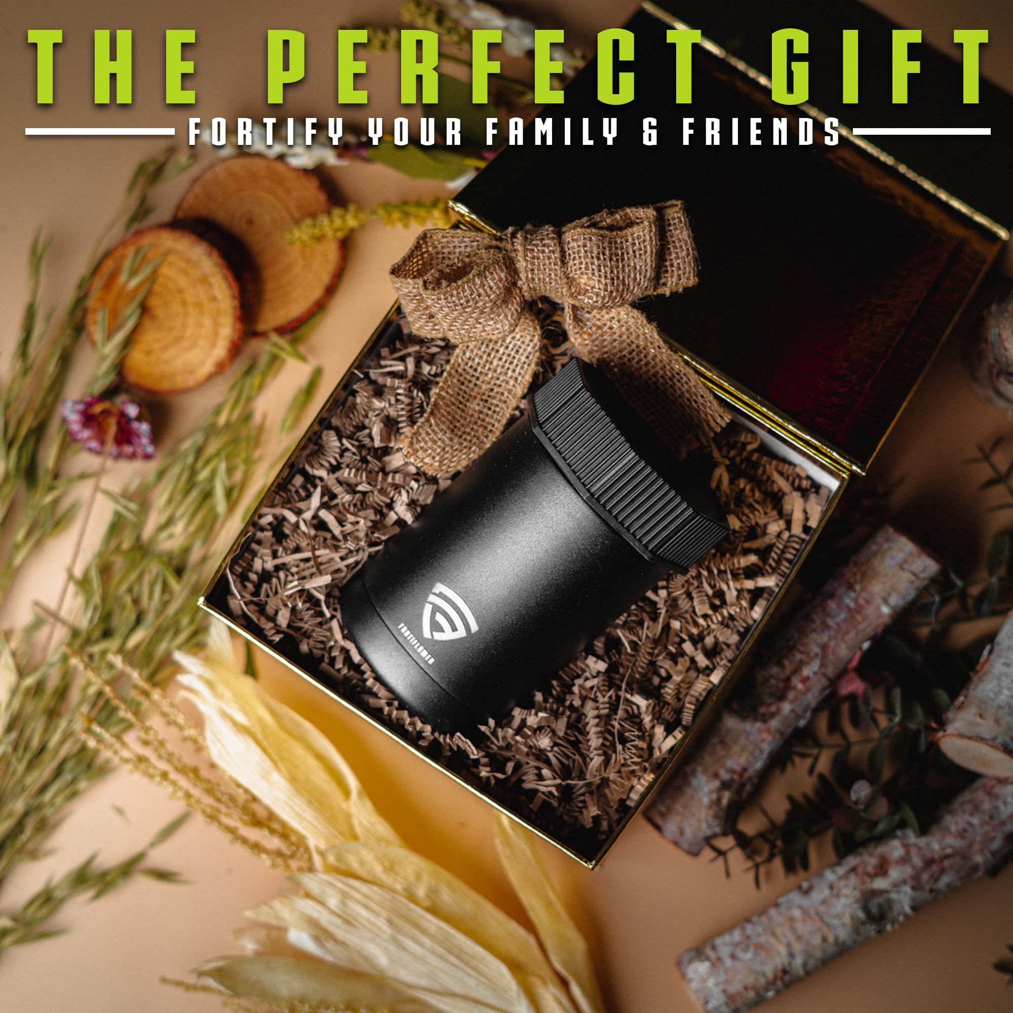 Fortiflower - Upgraded Lid | 12oz Storage Container Jar | Light Proof Jars, Herb Jar, Static, Child Resistant Spice Jar, Coffee Jar, Protein Powder Container & more!