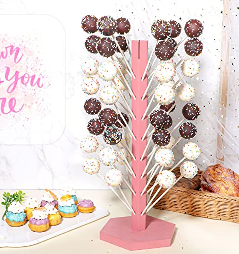 Webake Cake Pop Stand, 48 Holes Wood Lollipop Tree Holder Display Stand Wooden Sucker Cake Pop Drying Stand for Wedding Birthday Baby Shower Parties
