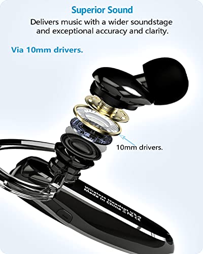 Ybtoo Bluetooth Headset, V5.1 Ultralight Wireless Handsfree Earpiece Cell Phone with Noise Cancellation Microphone for iPhone Android Samsung Laptop Trucker Driver