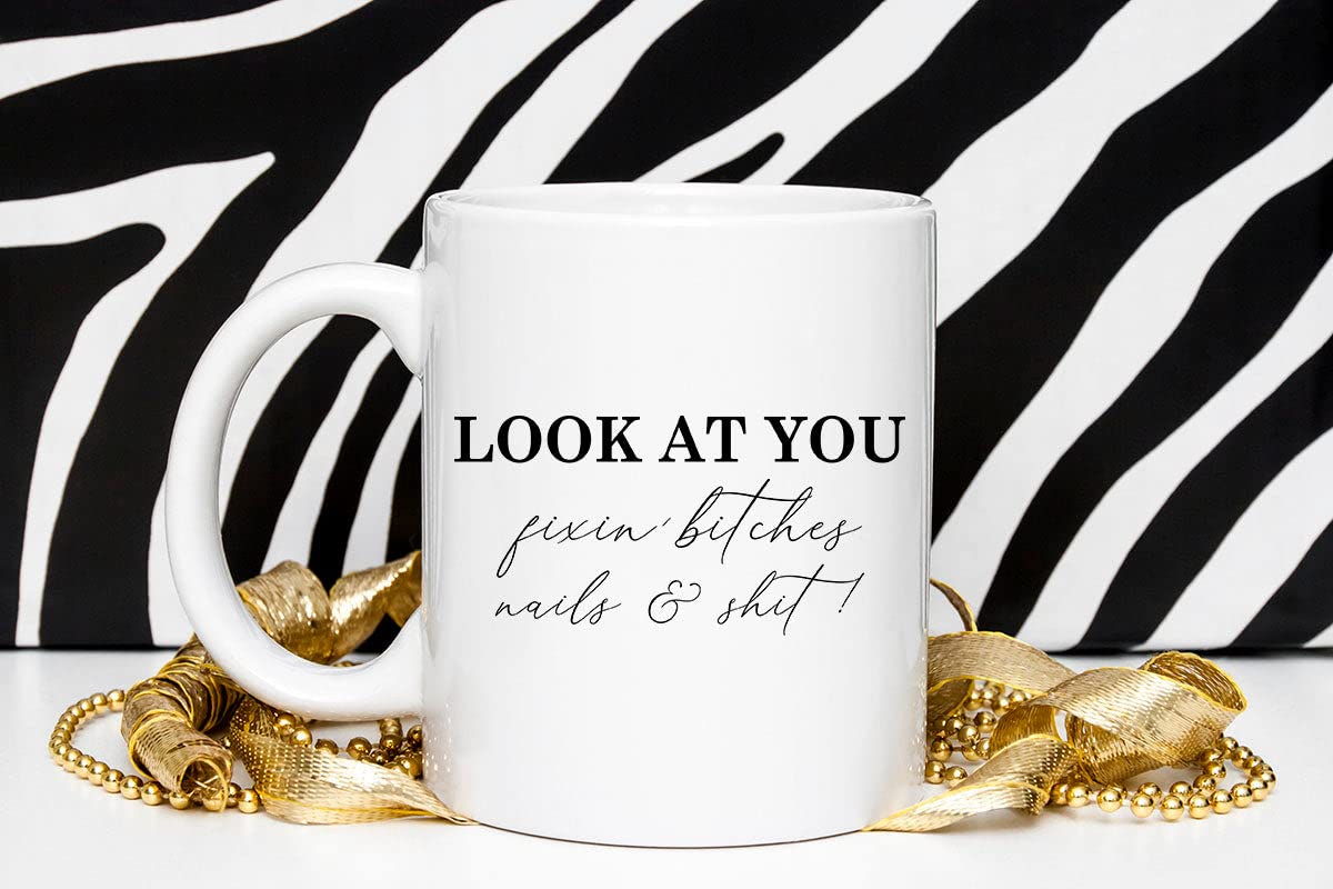 Walzzoo Nail Tech Mug - Nail Technician Gift - Thank You Nail Artist Manicurist Appreciation Present Idea Mug - Nail Tech Christmas Birthday Gift 11oz, White