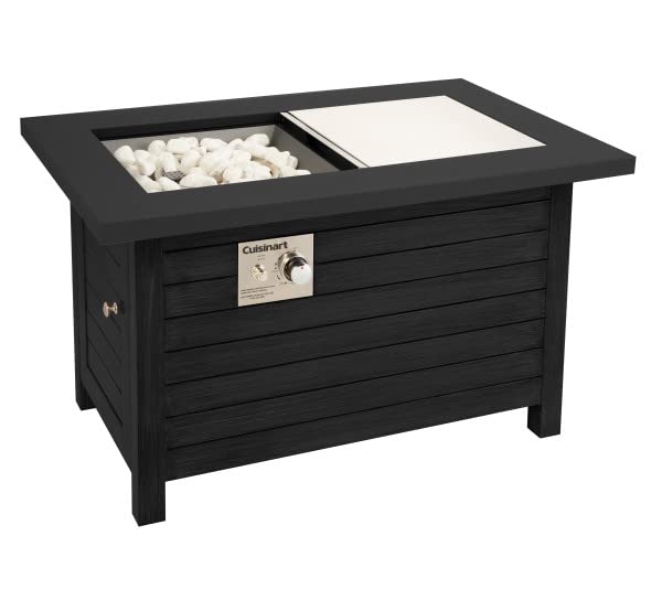 Cuisinart COH-100BK Outdoor Push to Start Ignition, Design Coffee, 40,000 BTU Burner, 41.25" x 26.75" x 24.25", 2-in-1 Patio Fire Pit Table