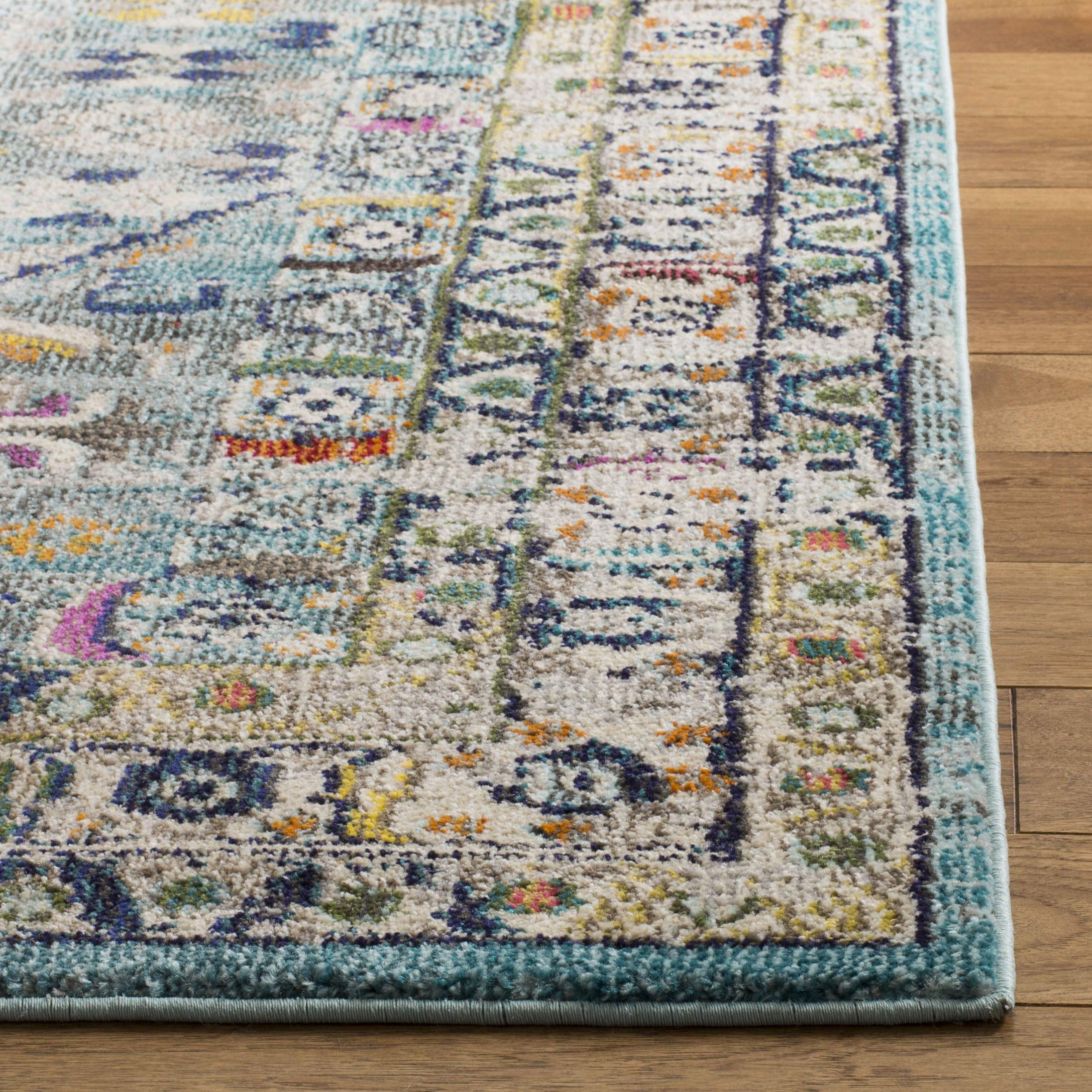 SAFAVIEH Monaco Collection Area Rug - 8' x 10', Blue & Light Grey, Boho Chic Oriental Distressed Design, Non-Shedding & Easy Care, Ideal for High Traffic Areas in Living Room, Bedroom (MNC255M)
