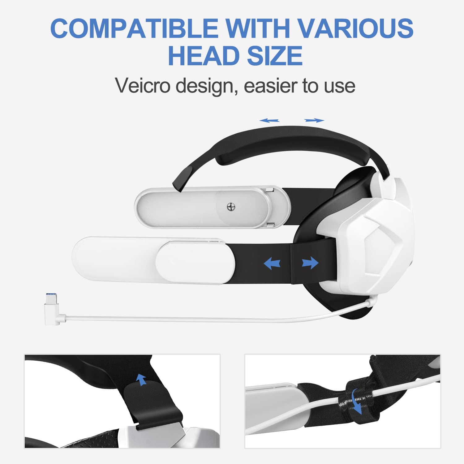 Elite Strap with Battery for Oculus Quest 2, 5000mAh Extend Double Playtime, Adjustable Head Strap and Upgrade Version Strap Accessories for Enhanced Support and Comfort in VR